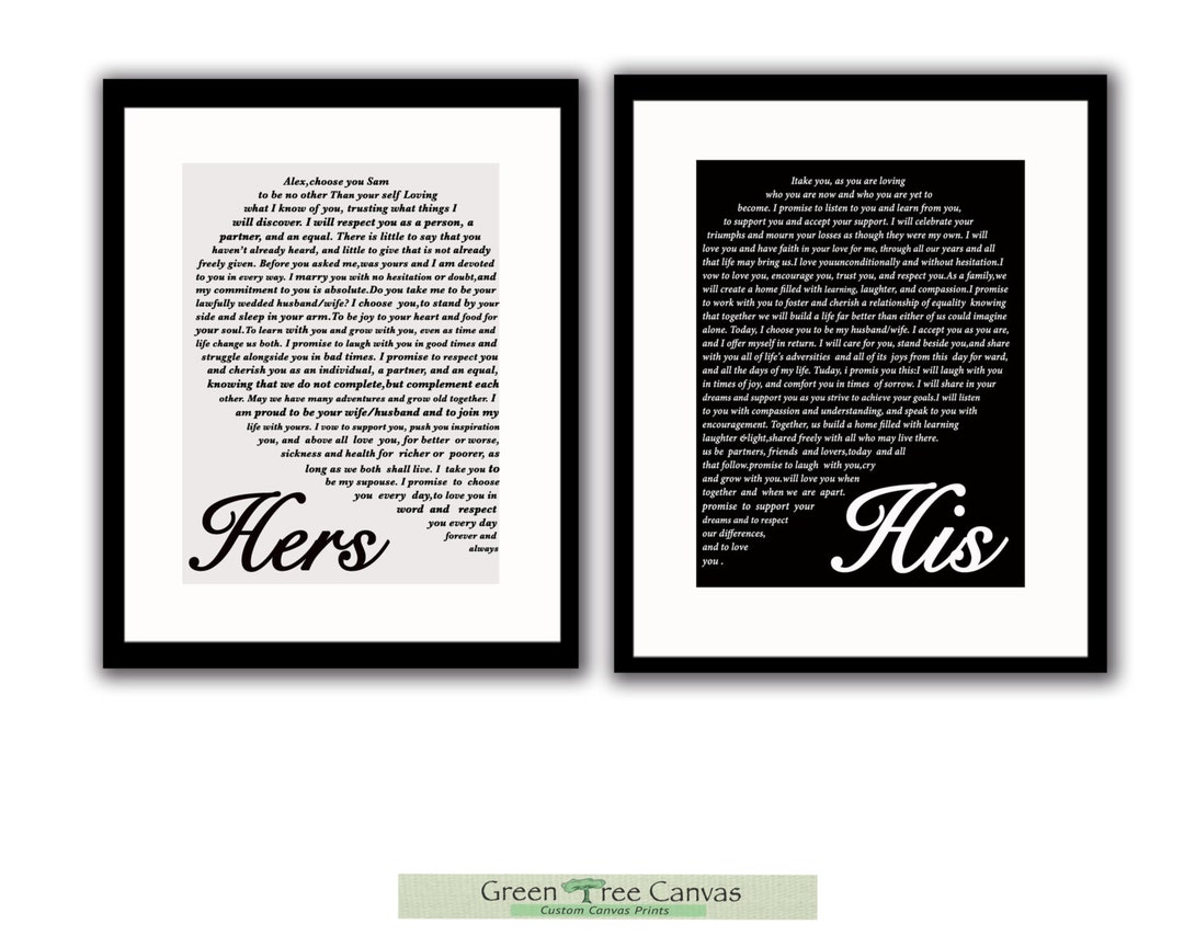 Personalized Vows Print First Anniversary Gift Paper - Etsy
