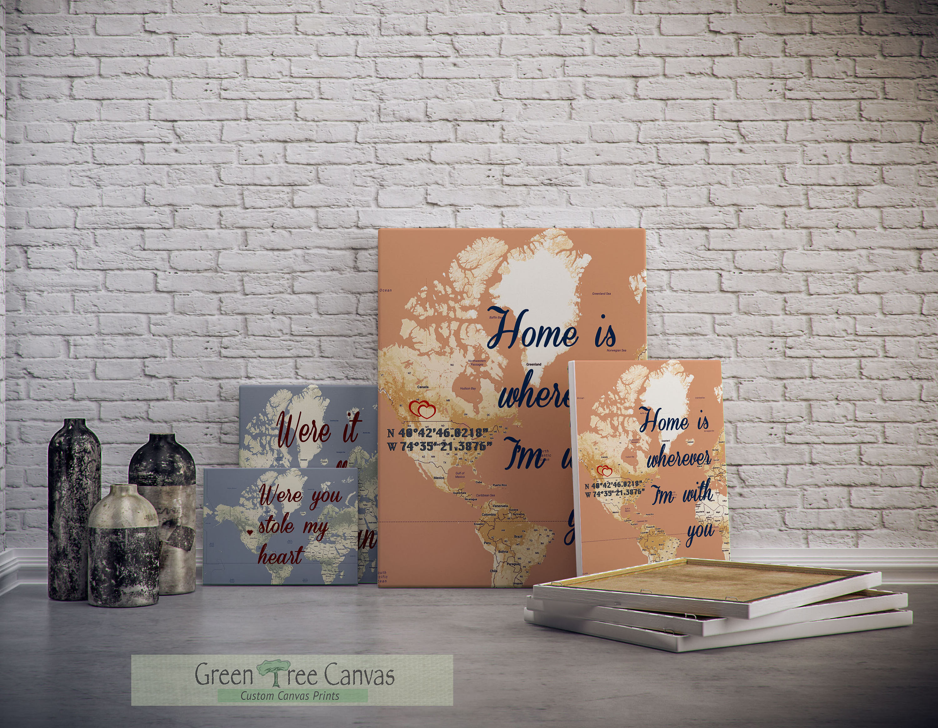 Map of World, World With Wood Effect, Wood Canvas Map, Canvas Frame ...