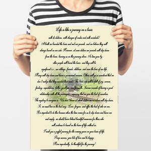 Life is Like a Journey on a Train Poem, Canvas Poem Print, Customized ...