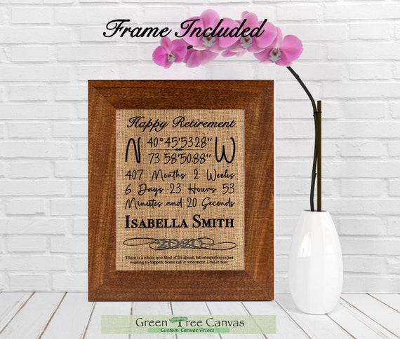 FRAMED Retirement Gift50th Anniversary Burlap Art Retirement | Etsy