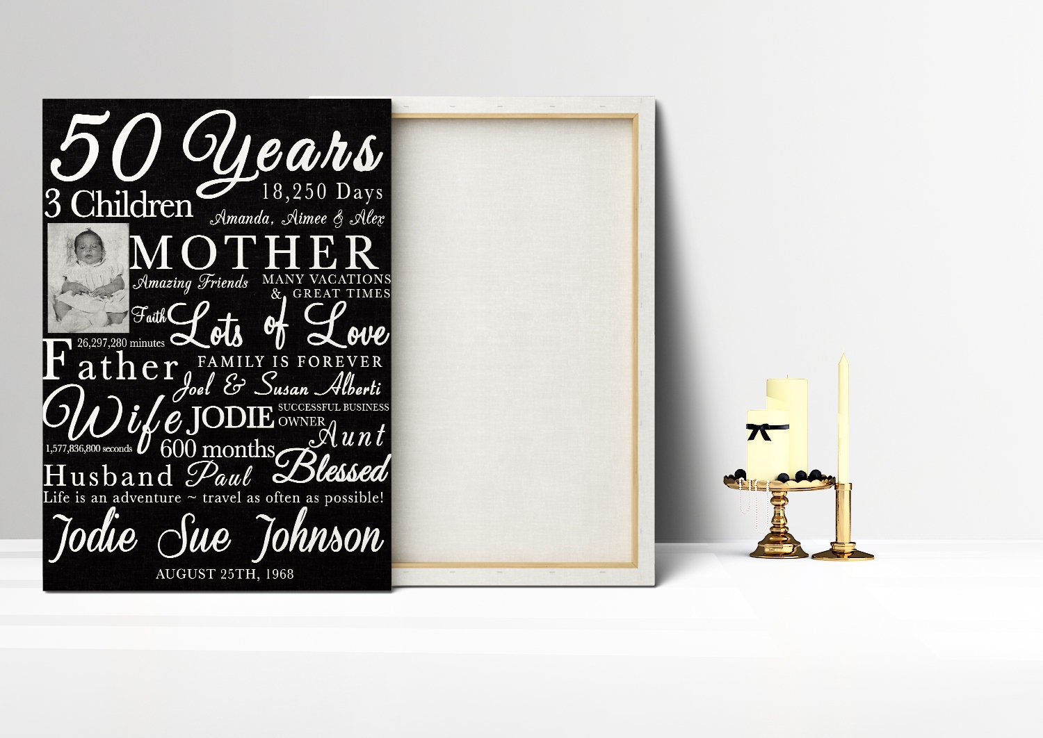 Personalized 50th Birthday Gift for Women Custom Canvas 60th - Etsy