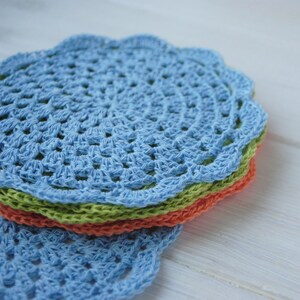 Crochet Lace Coasters Cotton Delicate Table Decor Multicolored Knitted ...