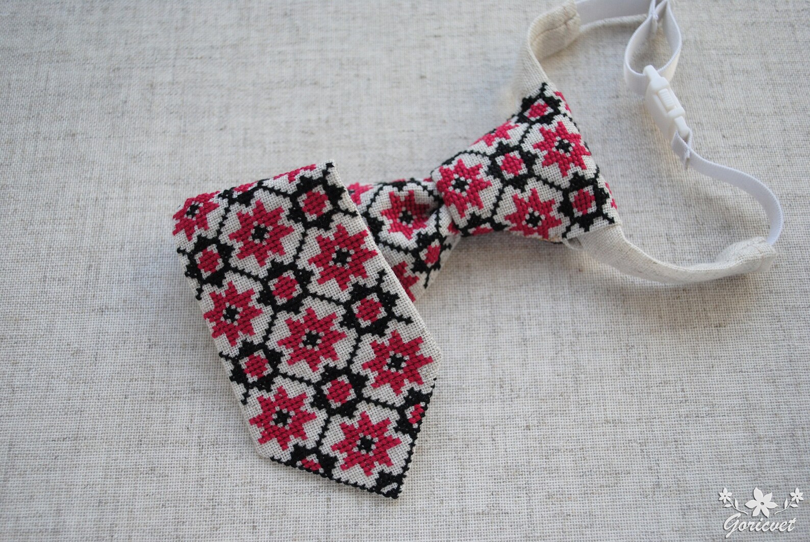 Baby Embroidered Tie Ukrainian Necktie Cross Stitch Red Black - Etsy