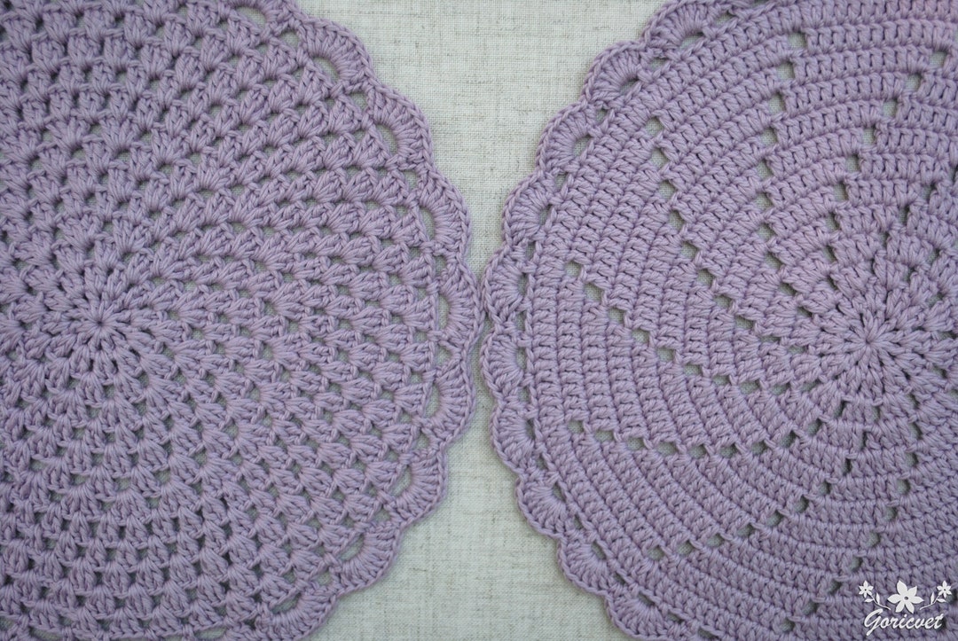 Round Crochet Doily Lavender Chunky Knit Serving Napkins Two Variation ...