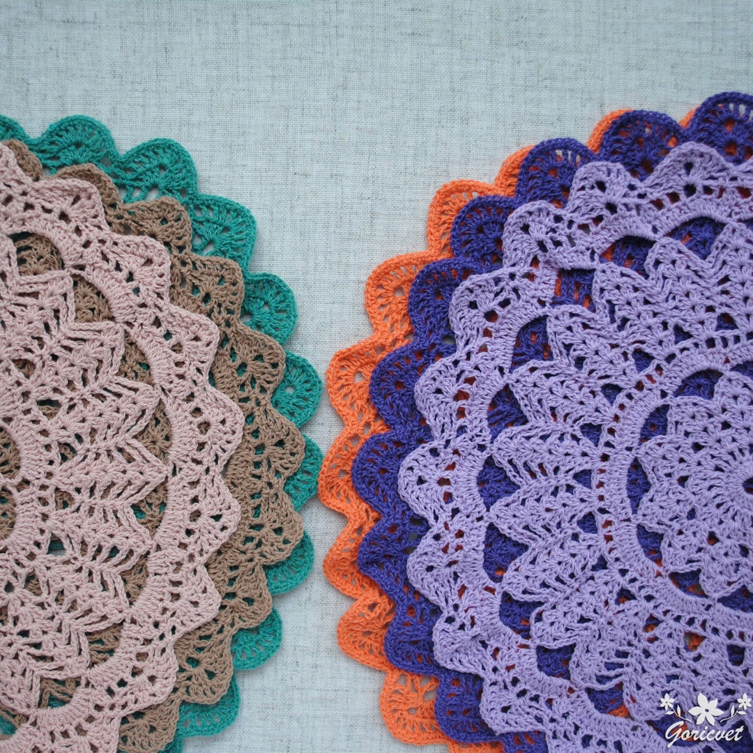 Round Crochet Doily Cottage Table Decor Knitted Doilies Delicate Lace ...
