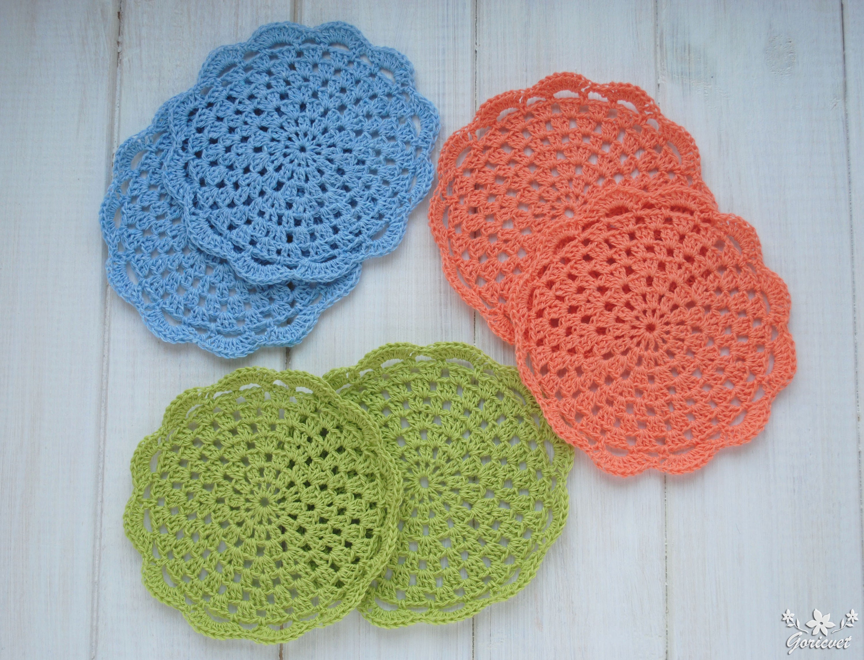 Crochet lace coasters cotton Delicate kitchen decor Colorful | Etsy