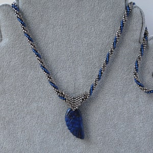 Lapis Lazuli Angel Wing Pendant: Beaded Boho Necklace, Energy Stone - Etsy