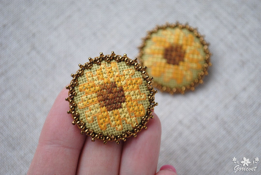 Broche brodée tournesol cadeau tournesol ukrainien broche en - Etsy France