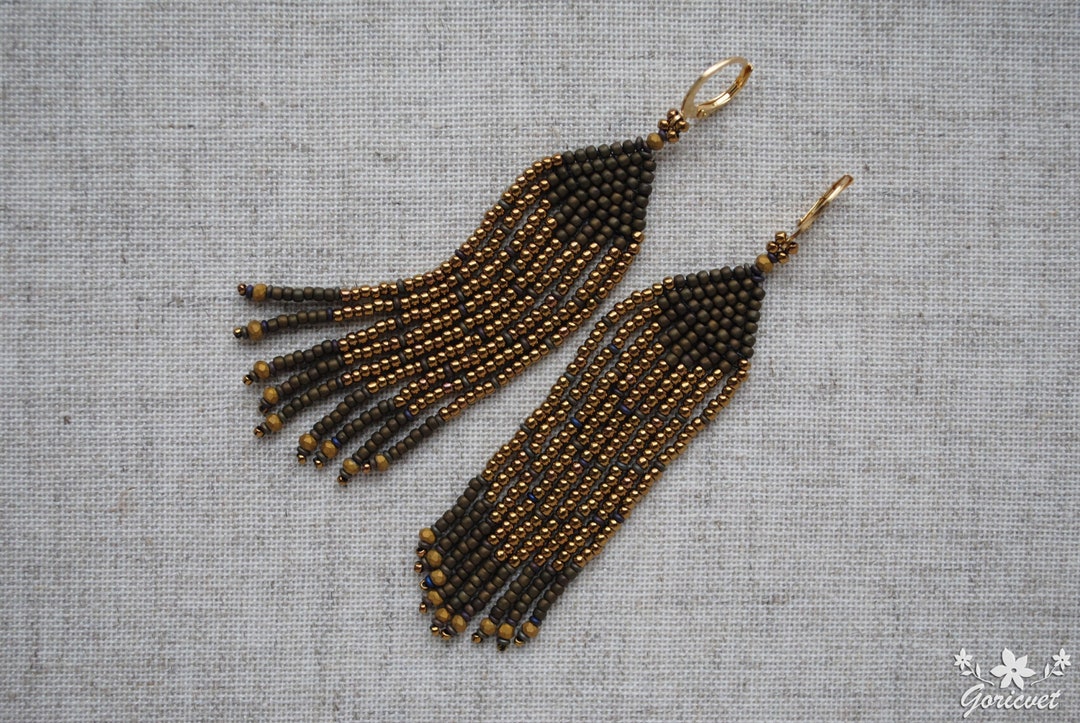 Boucles doreilles à franges de perles Boucles doreilles pendantes ...