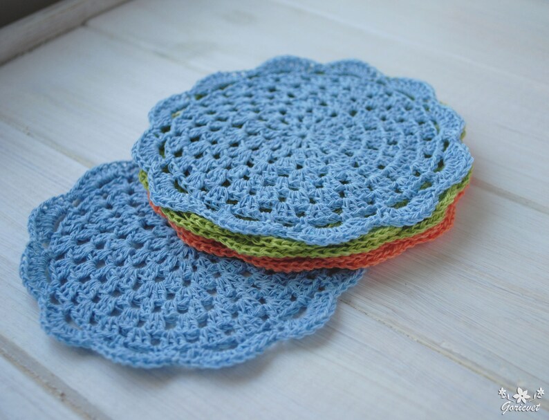 Crochet Lace Coasters Cotton Delicate Table Decor Multicolored - Etsy