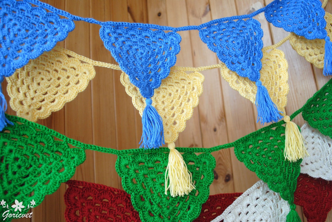 Crochet Triangles Garland Boho Wall Hanging Crochet Ornaments - Etsy