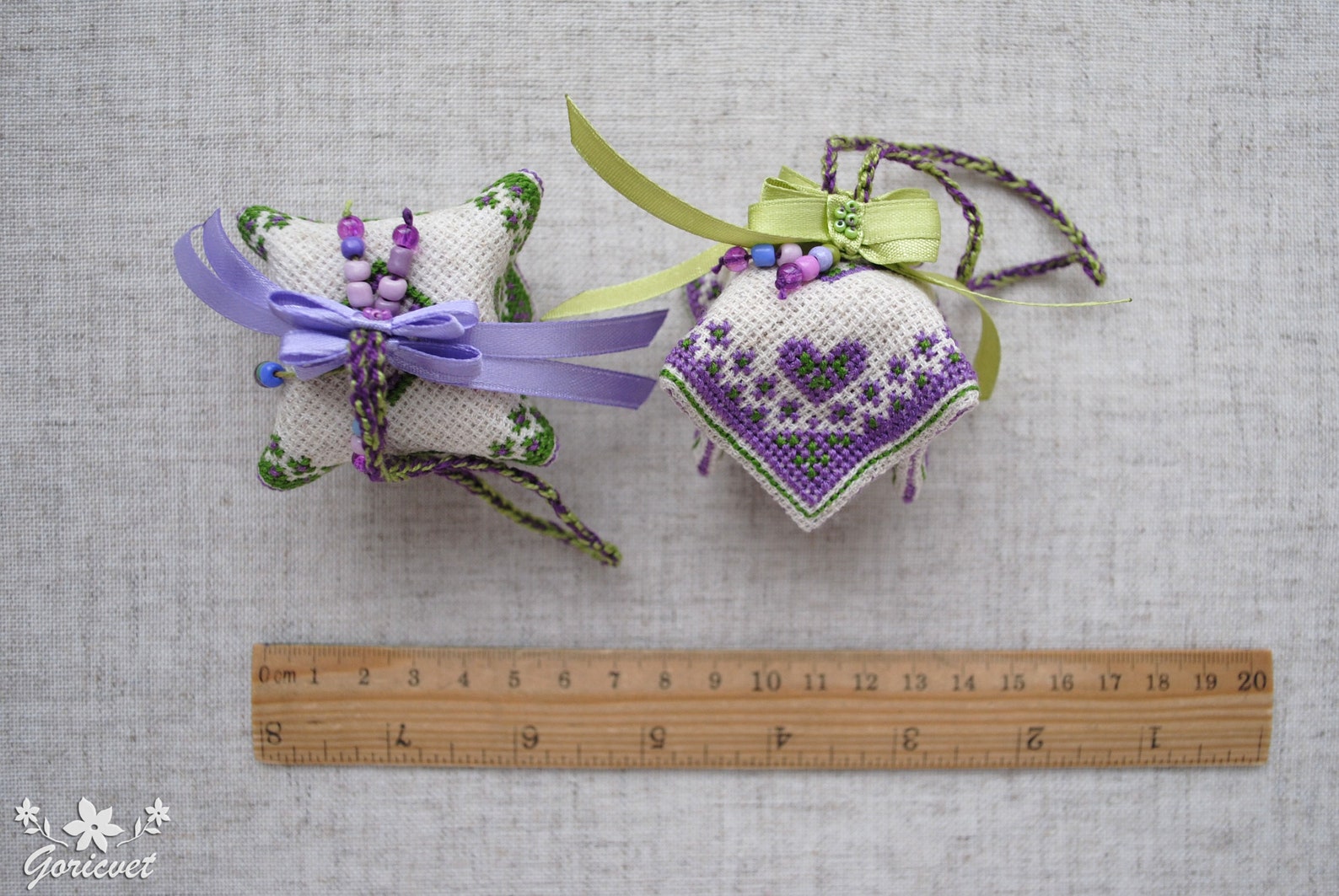 Hearts Embroidered Bell Hanging Fabric Ornaments Ukrainian - Etsy