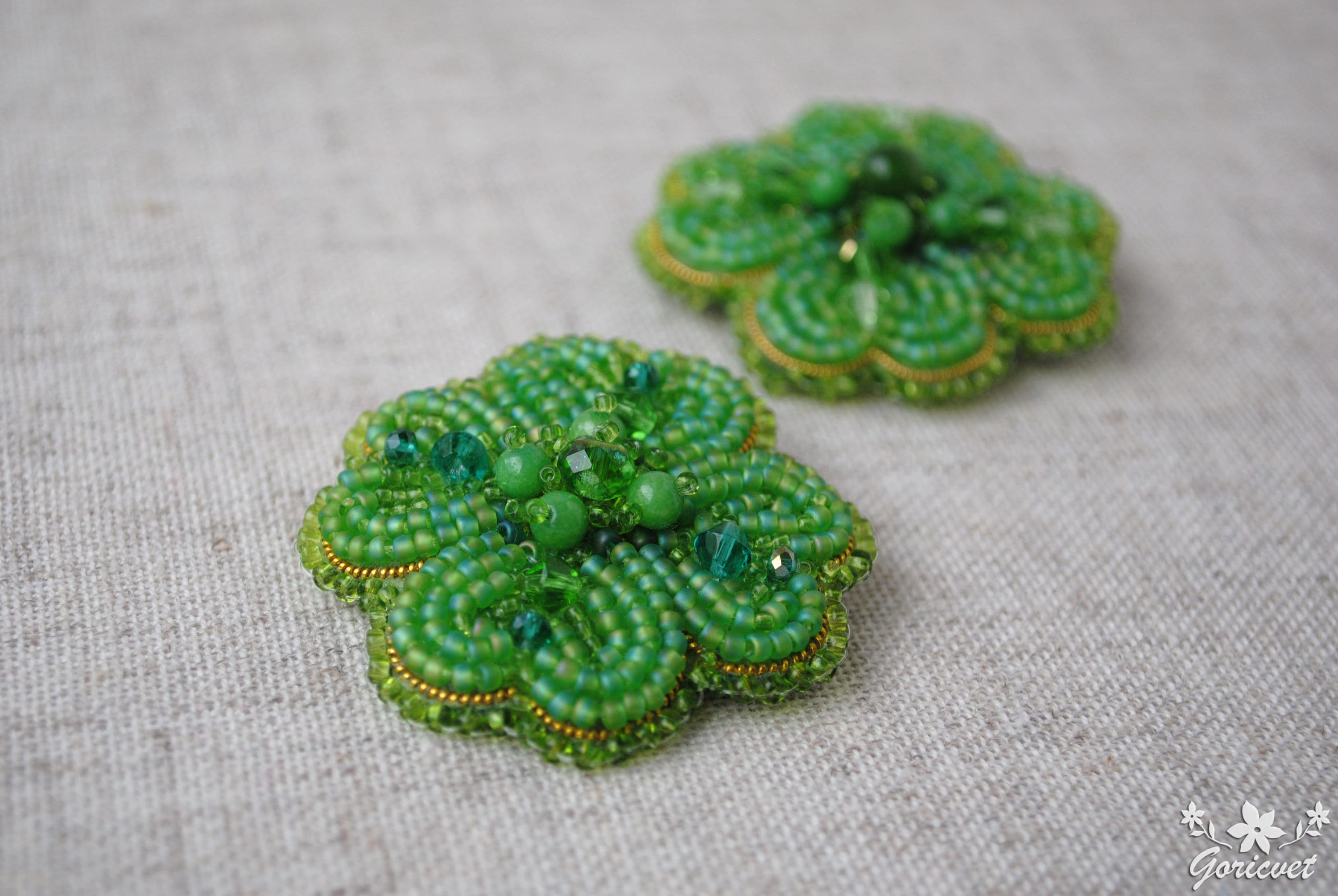Clover Brooch Embroidered Beaded Brooch Pin With Chalcedony - Etsy
