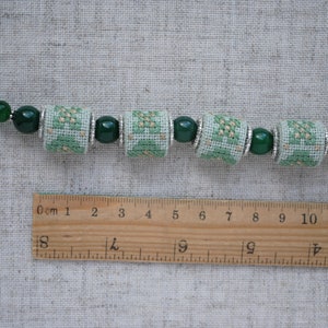 Green Agate Necklace Embroidered Ukrainian Jewelry Boho Stone Necklace ...