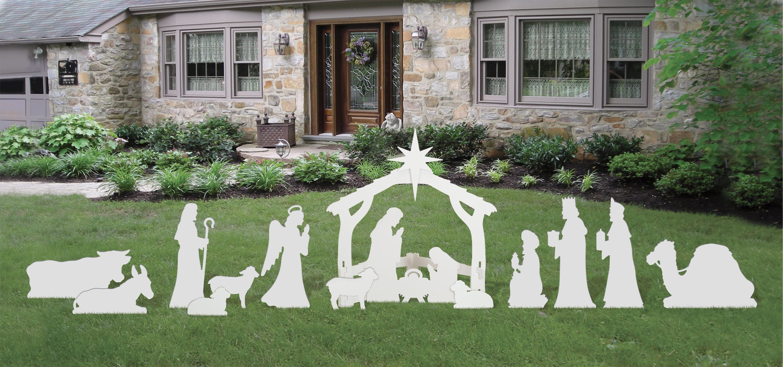 White Outdoor Nativity Silhouettes