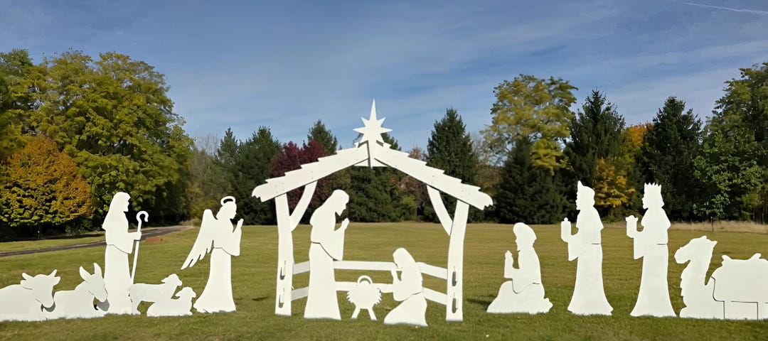 Complete Life-size Outdoor White Nativity Scene With Stable - Etsy