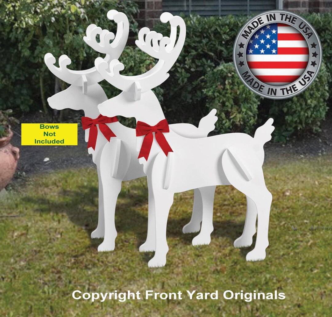 Medium White Reindeer Display (2 Deer) - Etsy
