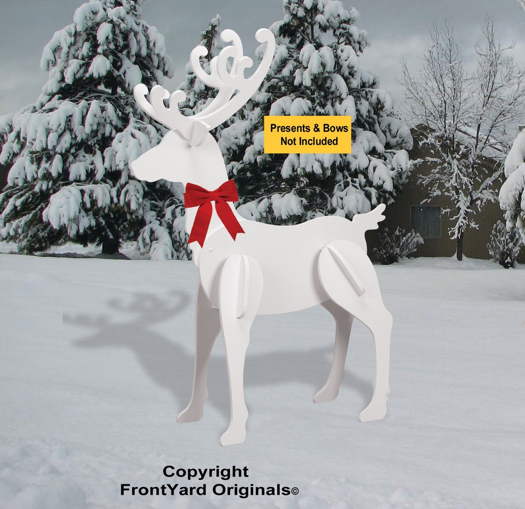Single All-weather Large White Reindeer Yard Display (head-up Deer) - Etsy