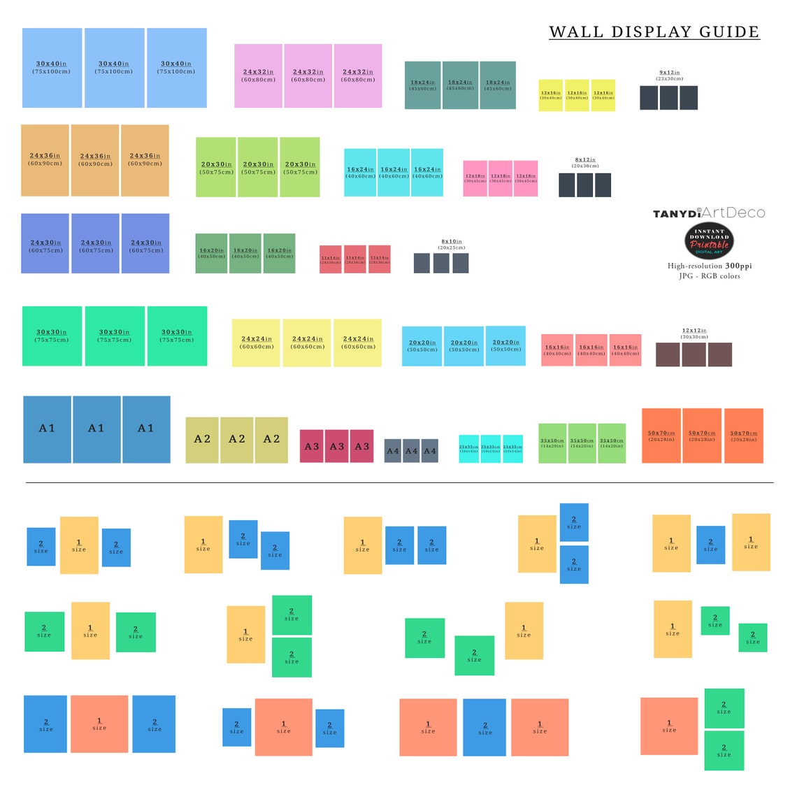 A B C letters Typography Print Set of 3 Hand lettering art | Etsy