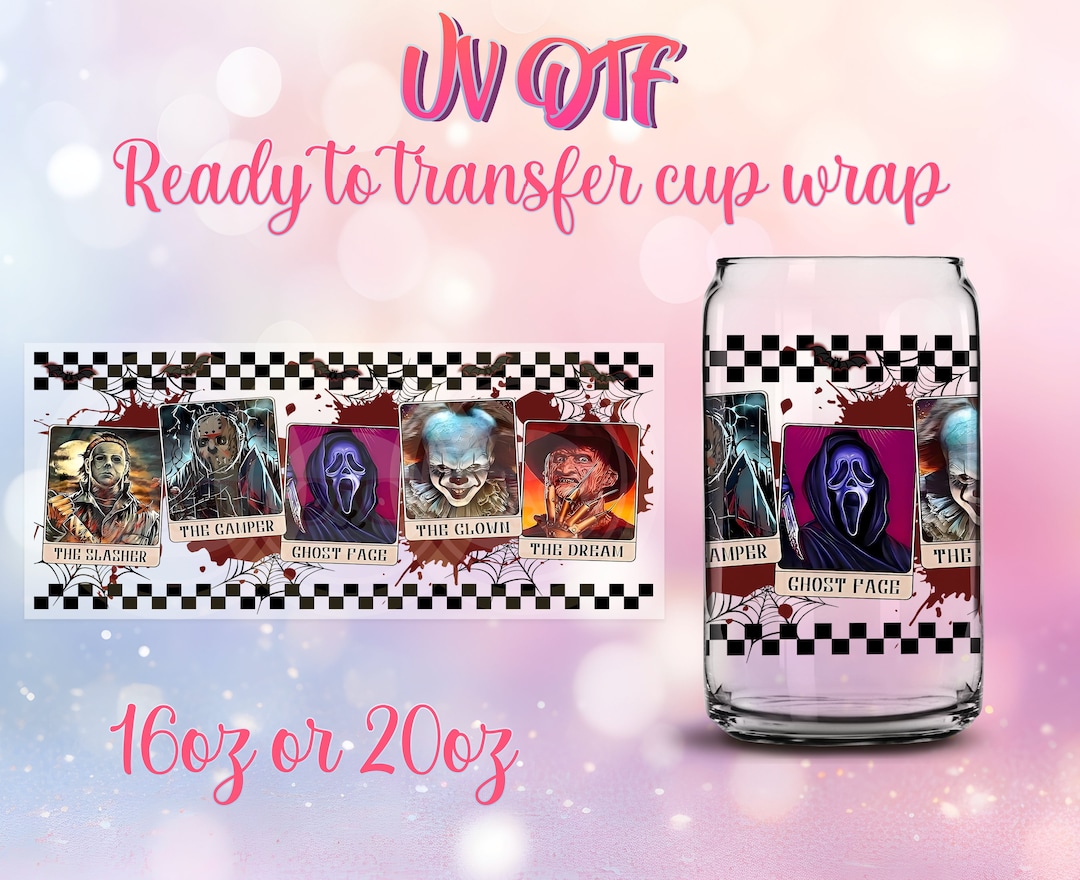 UV DTF Cup Wrap - Ready to Transfer Halloween - Horror Figures 2 Design ...