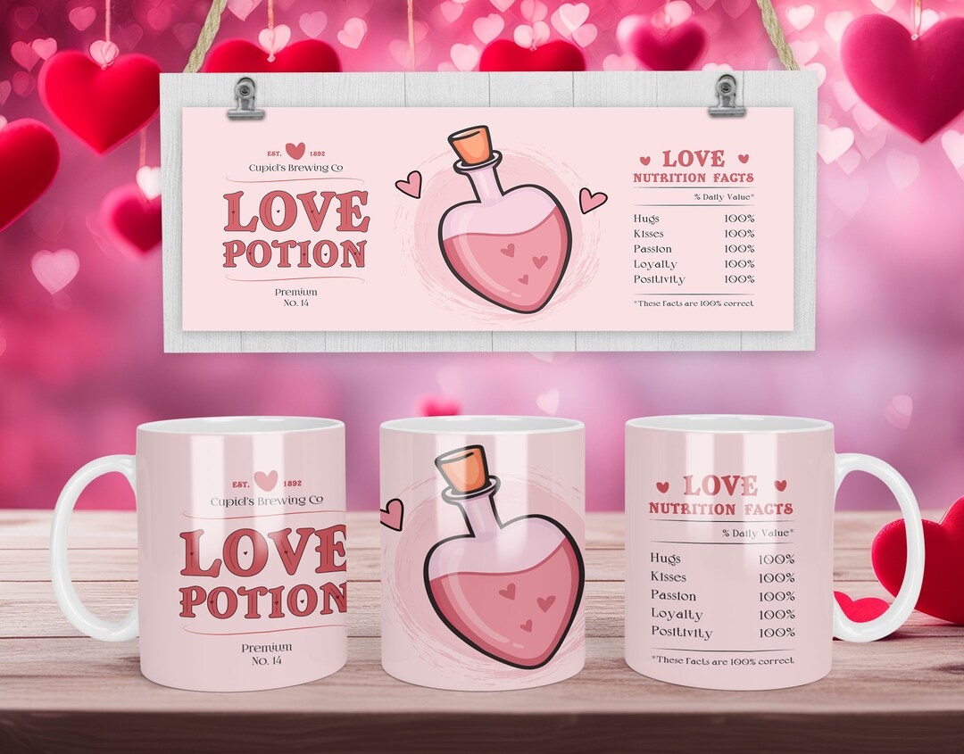 Love Potion Valentine's Design Cup - Cute Design 11 Oz Mug - Gift - Etsy