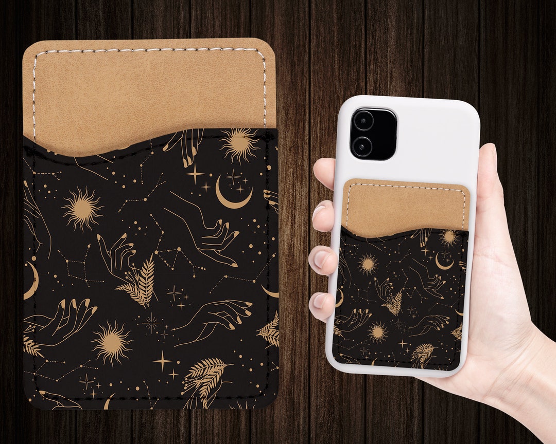 Dark Esoteric Phone Wallet - Gothic Adhesive PU Leather Card Holder for ...