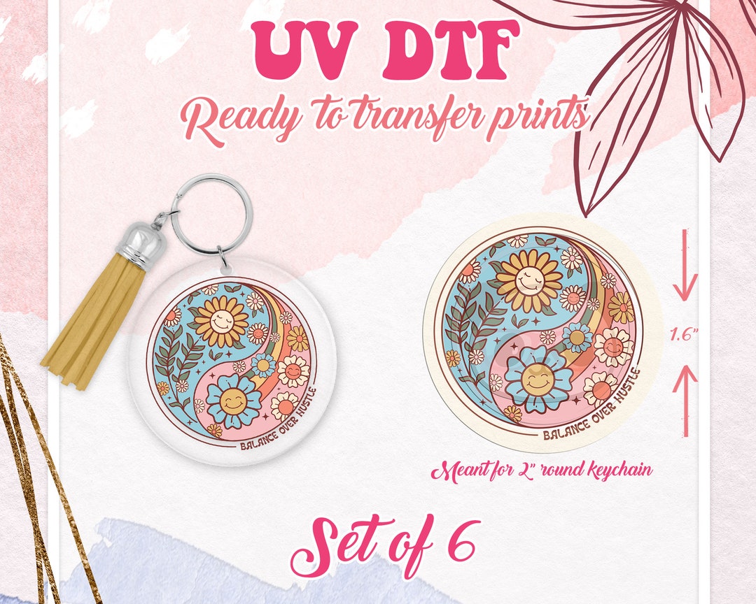 UV DTF Ready to Apply Keychain Transfers - Groovy Retro Yin Yang Design ...