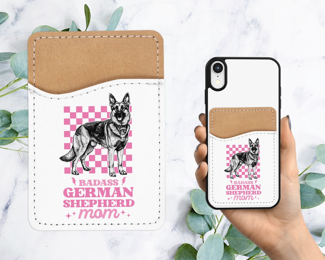 Cute German Shepherd Phone Wallet - Adhesive PU Leather Card Holder for ...