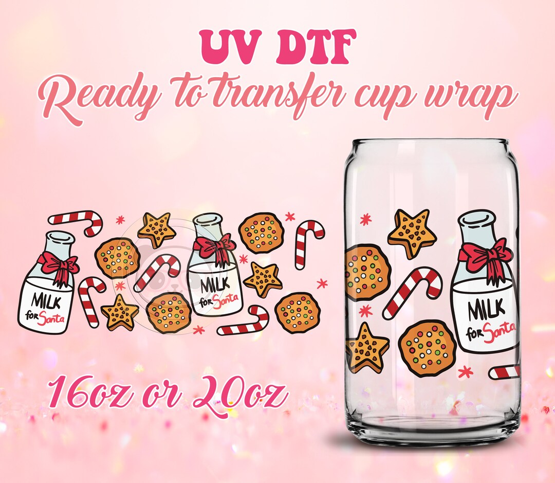UV DTF Ready to Transfer Cup Wraps Milk and Cookies Christmas Design ...