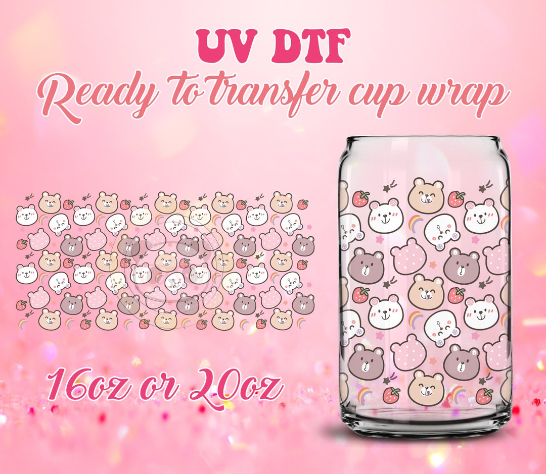 UV DTF Ready to Transfer Cup Wraps Cute Kawaii Bears Design DIY 16oz ...