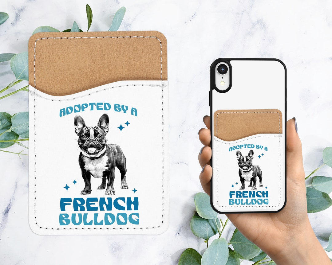 Cute French Bulldog Phone Wallet - Adhesive PU Leather Card Holder for ...
