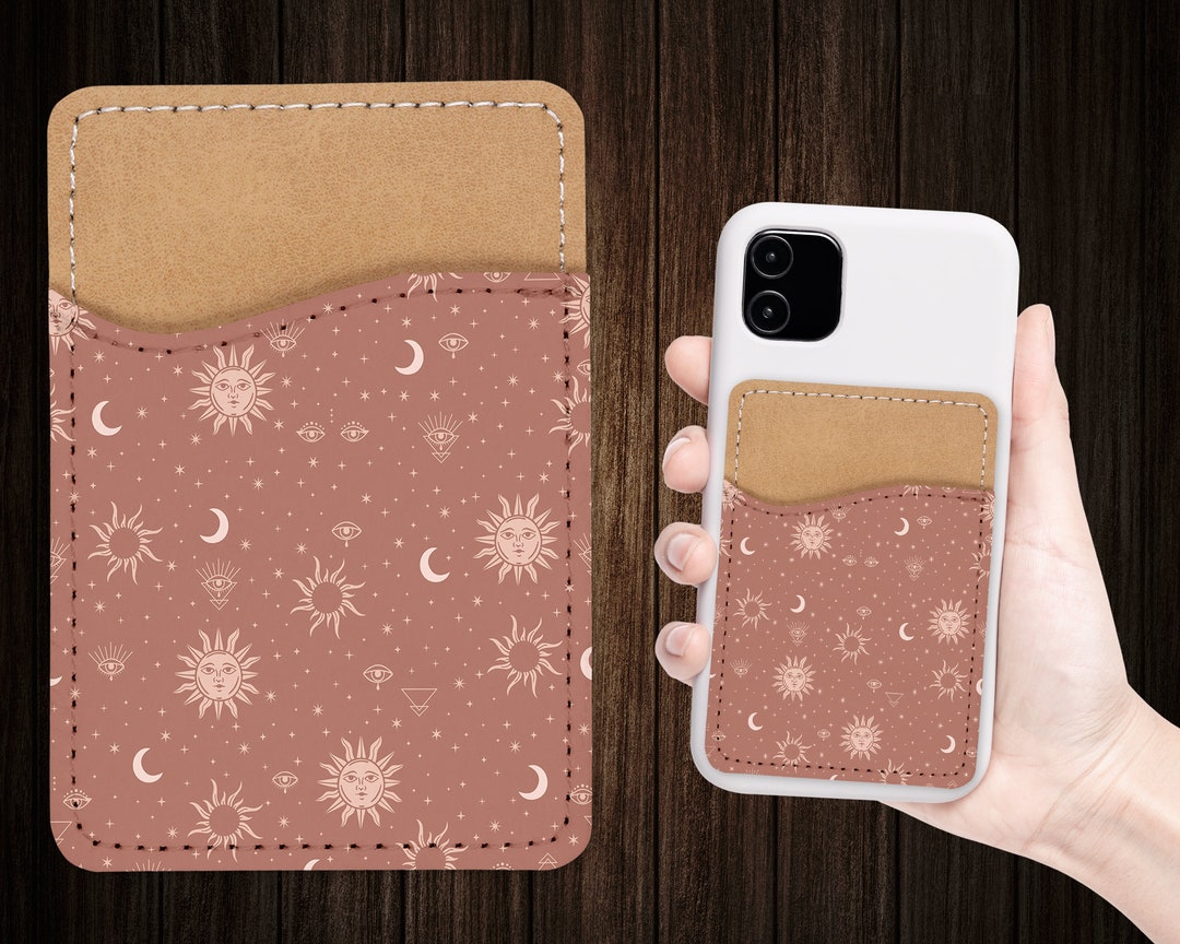 Esoteric Phone Wallet - Sun and Moon Adhesive PU Leather Card Holder ...