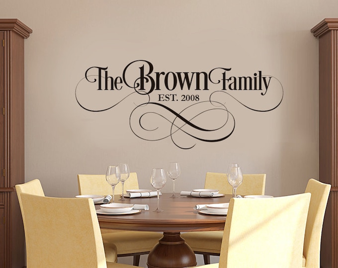 Family Name Decals Monogram Wall Decal Wall Decals - Etsy