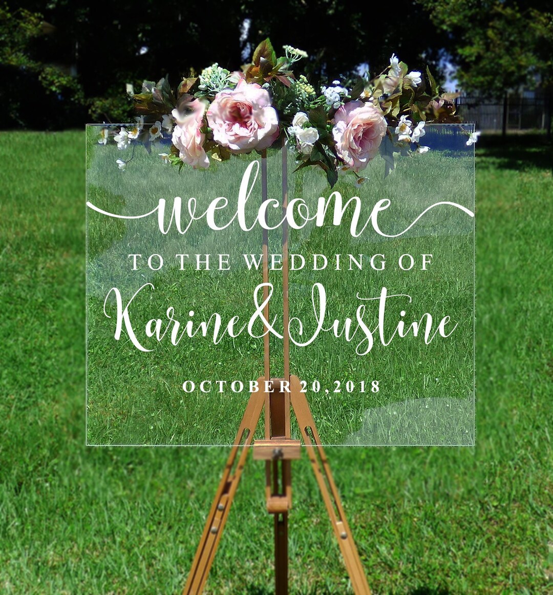 Personalized Wedding Welcome Sign Decal: Names & Date Mirror Sticker - Etsy