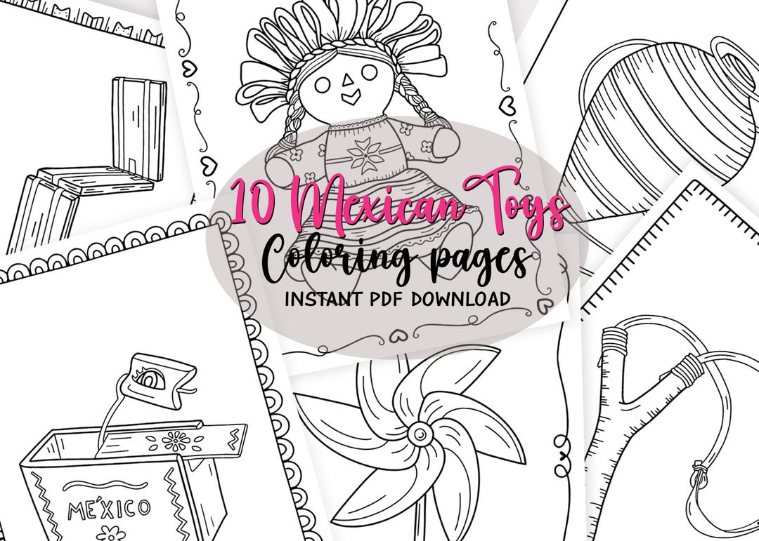 Mexico Toys Coloring Pages - Mexican Culture Worksheets - Digital ...
