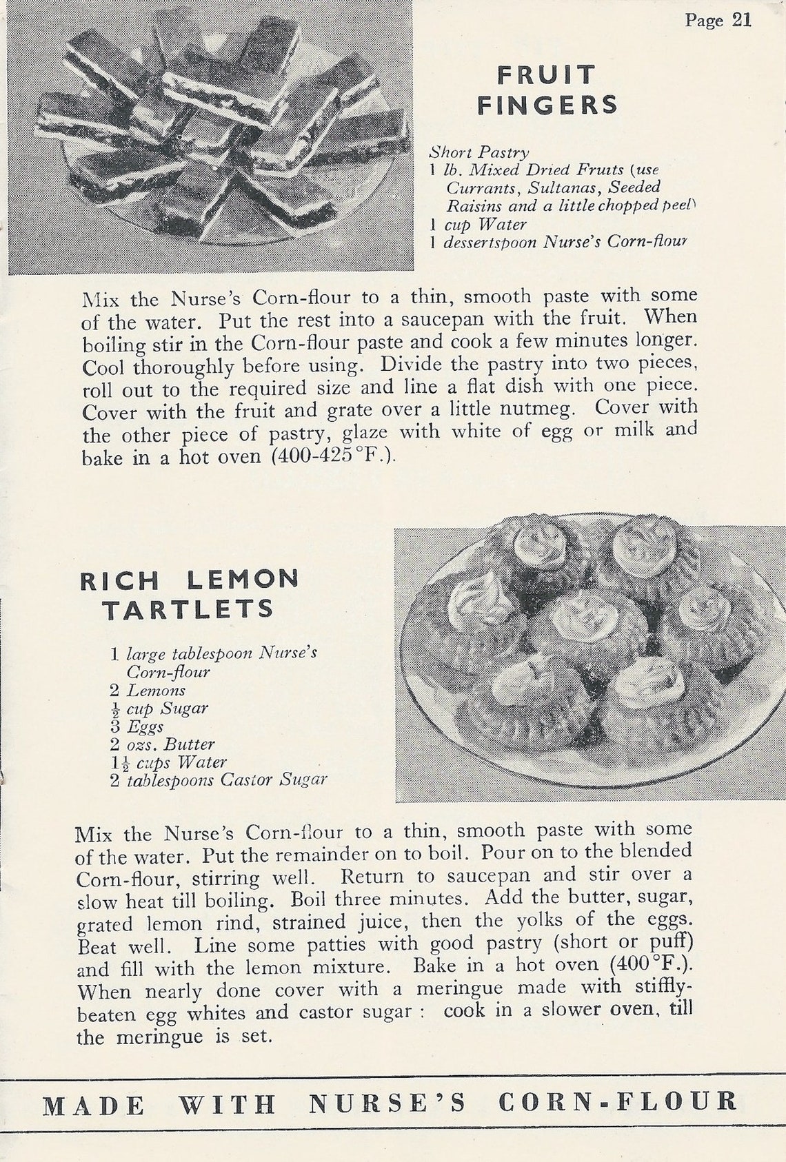 Digital 1950 Mealtime Magic Nurse's Cornflour Cookbook - Etsy