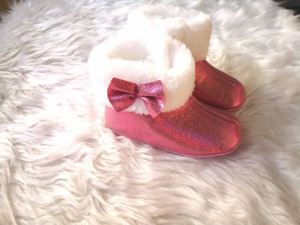 Christmas Baby Booties Santa Baby Girl Shoes Newborn Photo - Etsy