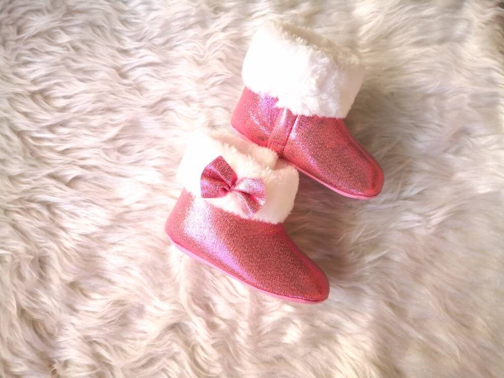 Christmas Baby Booties Santa Baby Girl Shoes Newborn Photo - Etsy