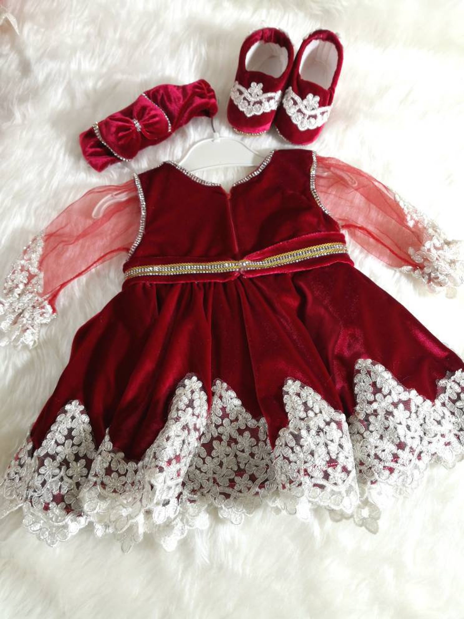 Red Velvet Dress for Baby Matching Mom And Baby First | Etsy