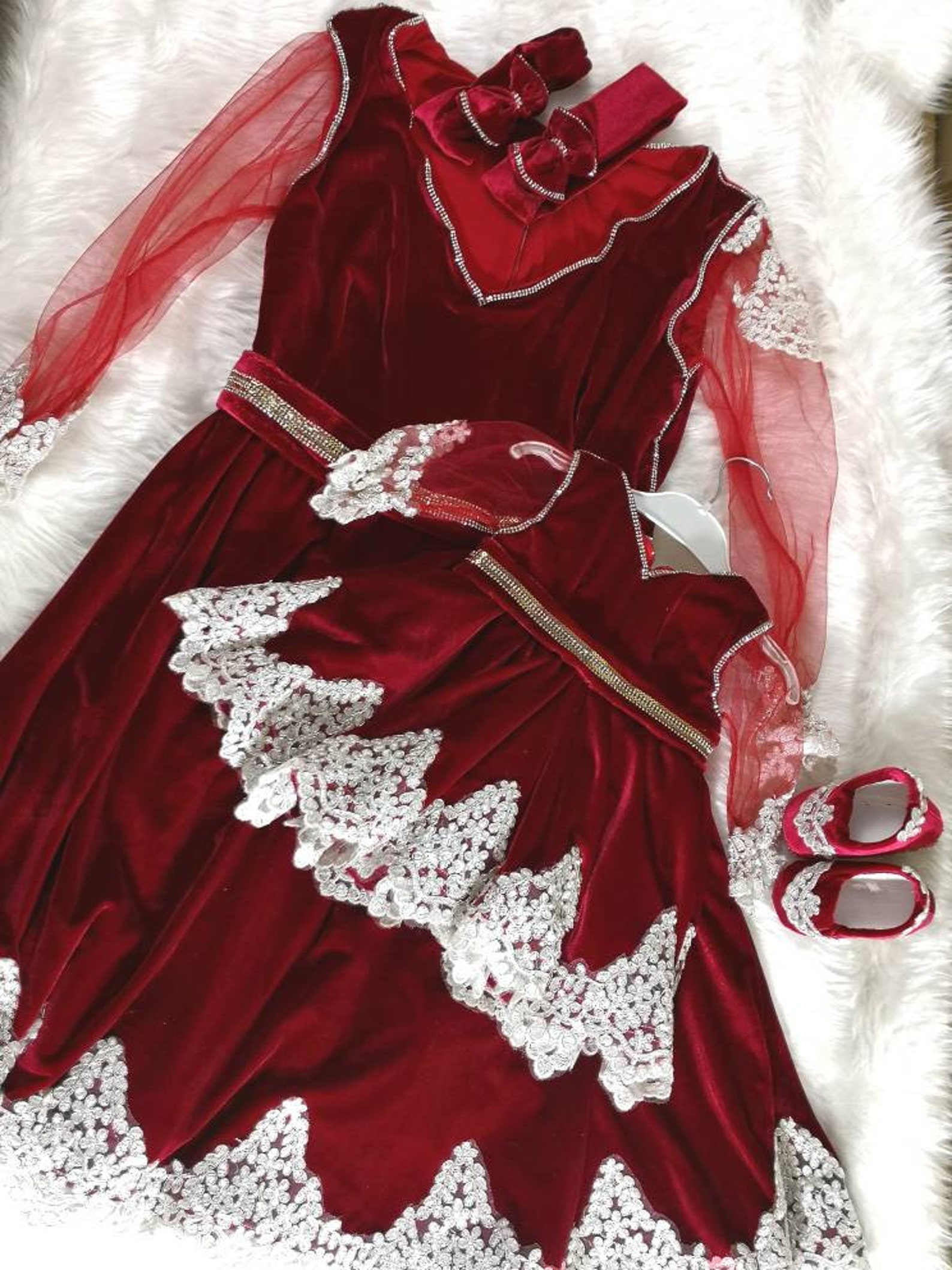 Red Velvet Dress for Baby Matching Mom And Baby First | Etsy