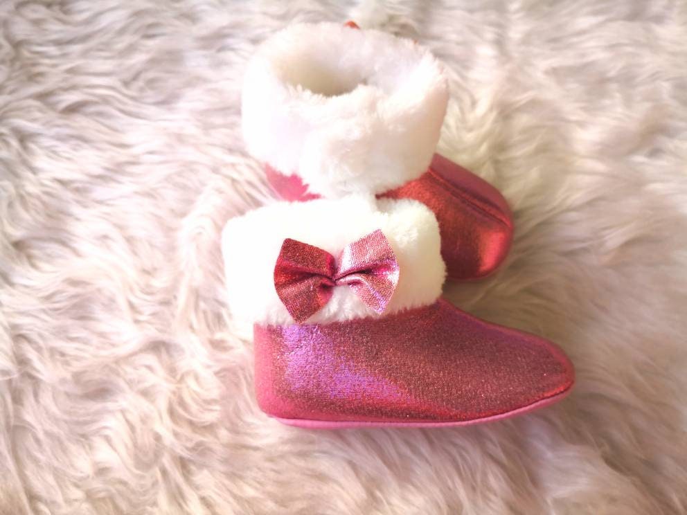 Christmas Baby Booties Santa Baby Girl Shoes Newborn Photo - Etsy