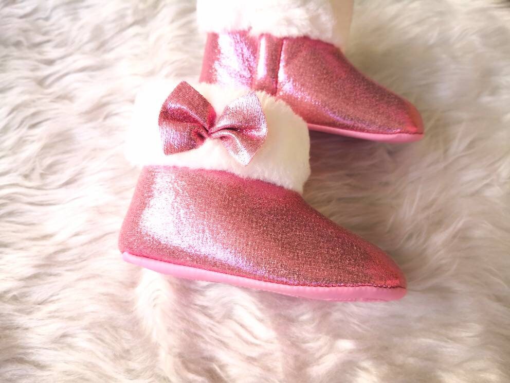 Christmas Baby Booties Santa Baby Girl Shoes Newborn Photo - Etsy