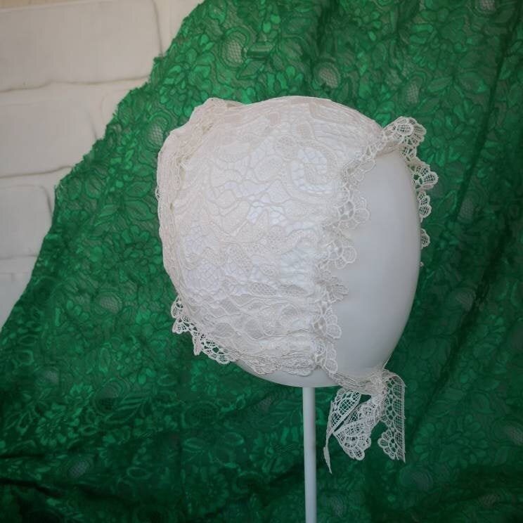 Lace Christening Bonnet, Baptism Girl Hat, New Baby Photo Prop, Lace ...