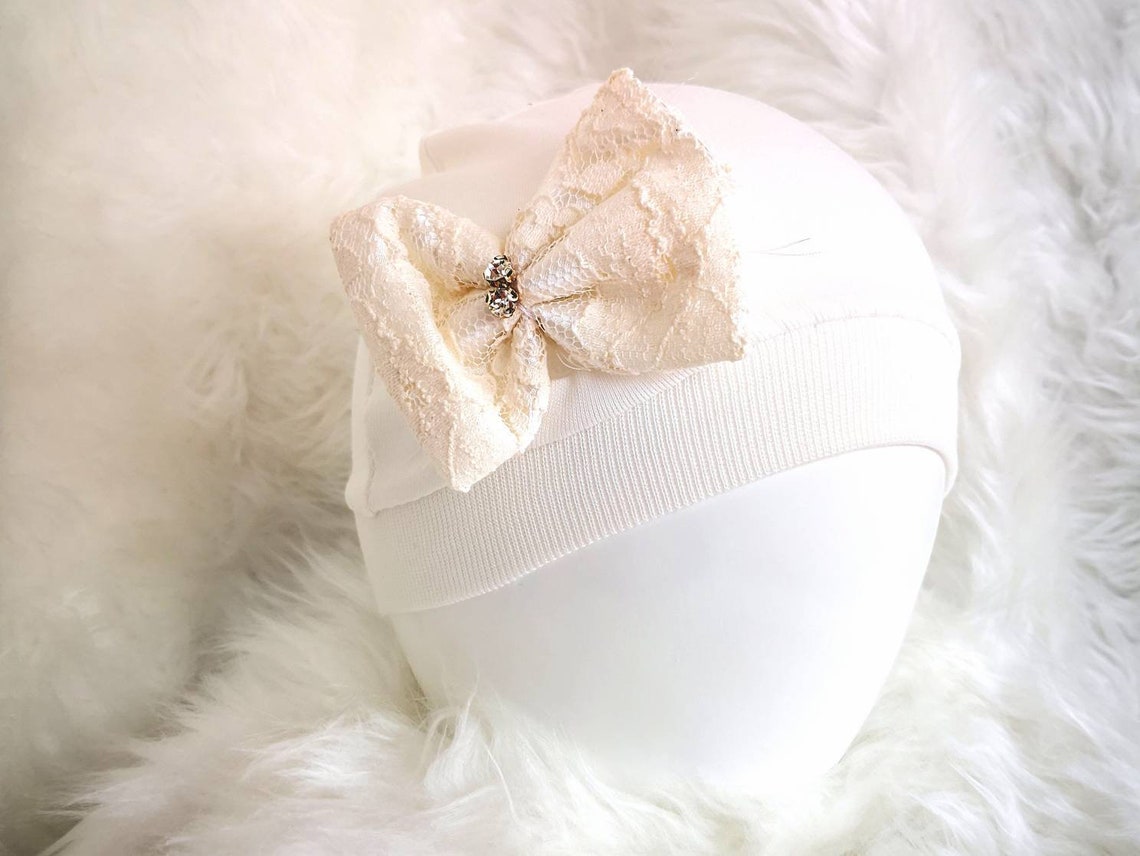Baby Hat With Bow, Newborn Hat Girl, Beanie Baby Hat, Infant Baby ...