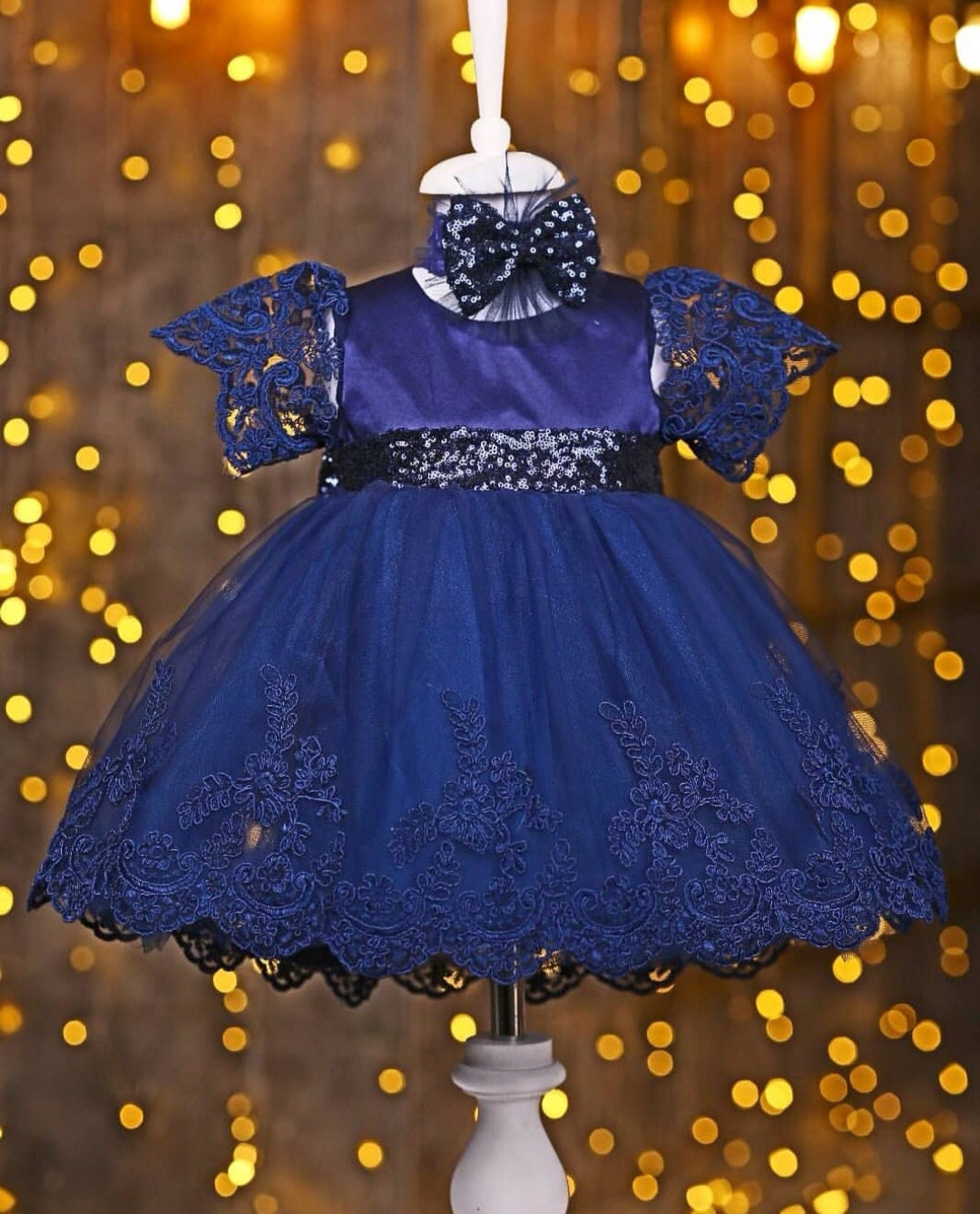 Baby Blue Lace Dress, Newborn Christening Gown, Baby Girl Outfit ...