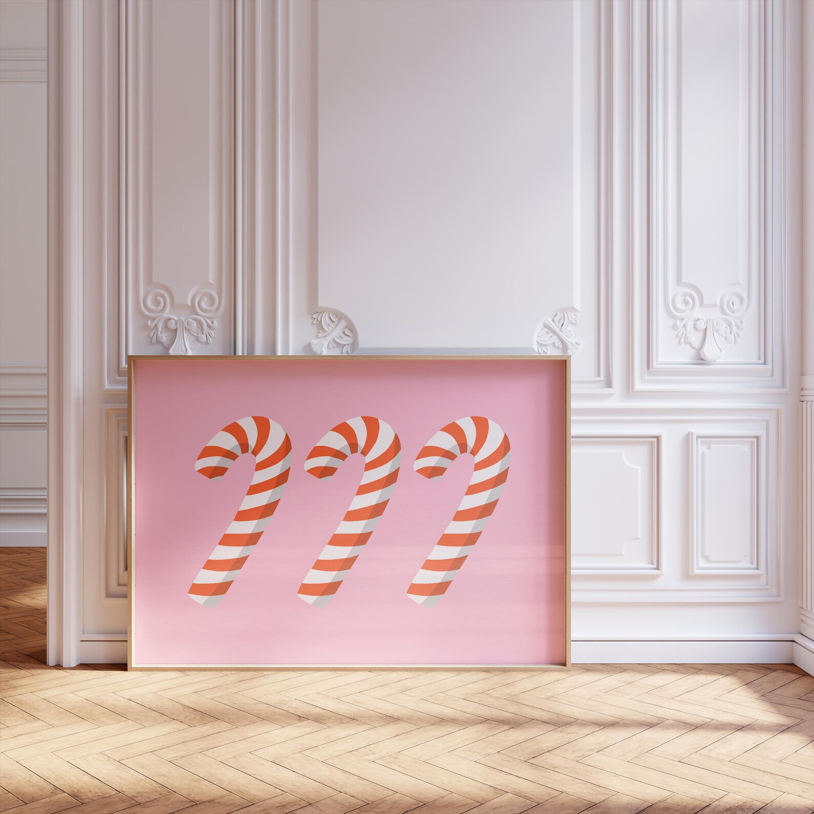 Pink Candy Cane Print | Instant Download | Pastel Christmas Art | Candy ...