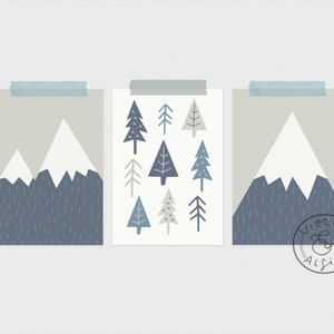 Scandi Mountain Print Set Adventure Nursery Wall Art Baby - Etsy