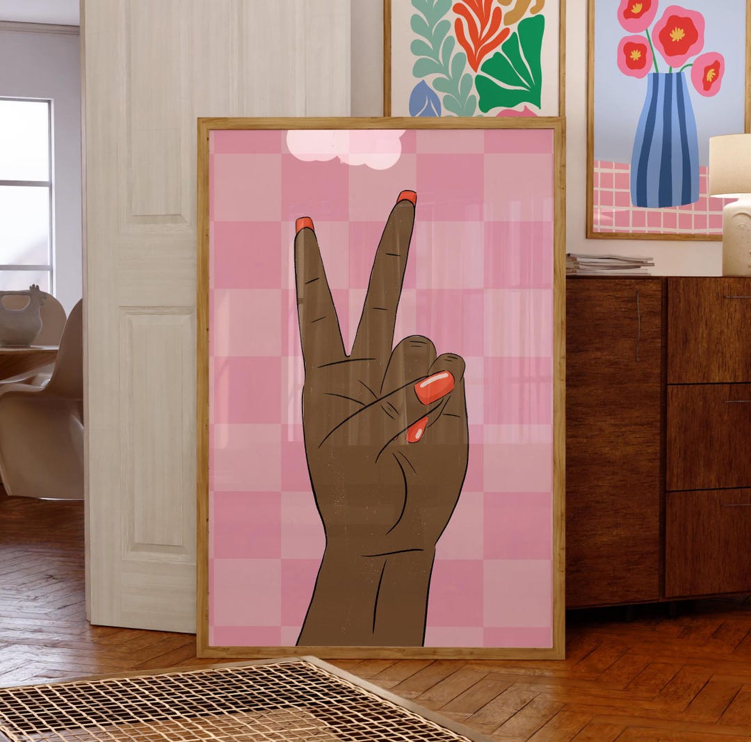 Peace Hand Print, Girl's Room Wall Art, Feminist Prints, Hand ...