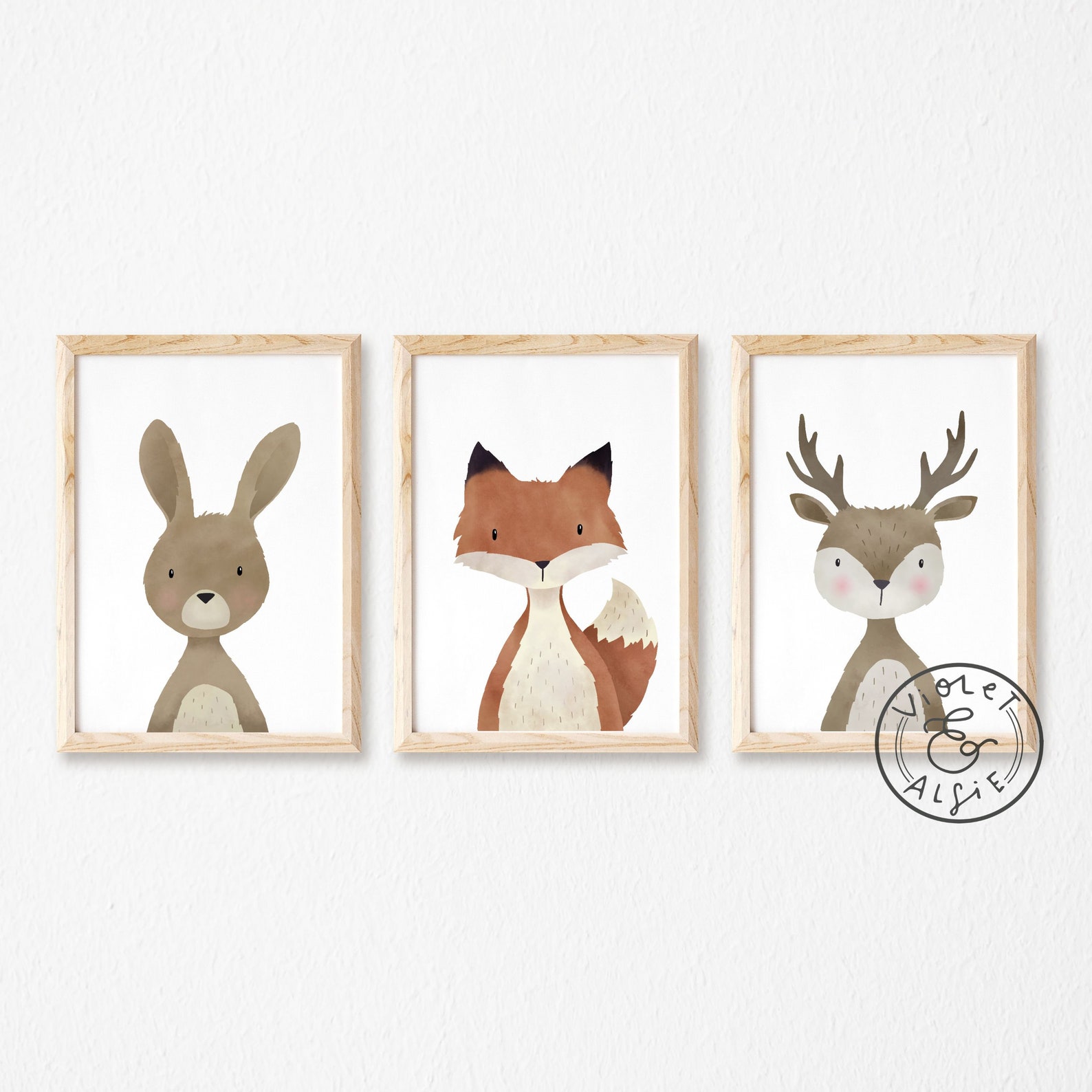 Set of Three Animal Prints Woodland Nursery Art Forest - Etsy UK