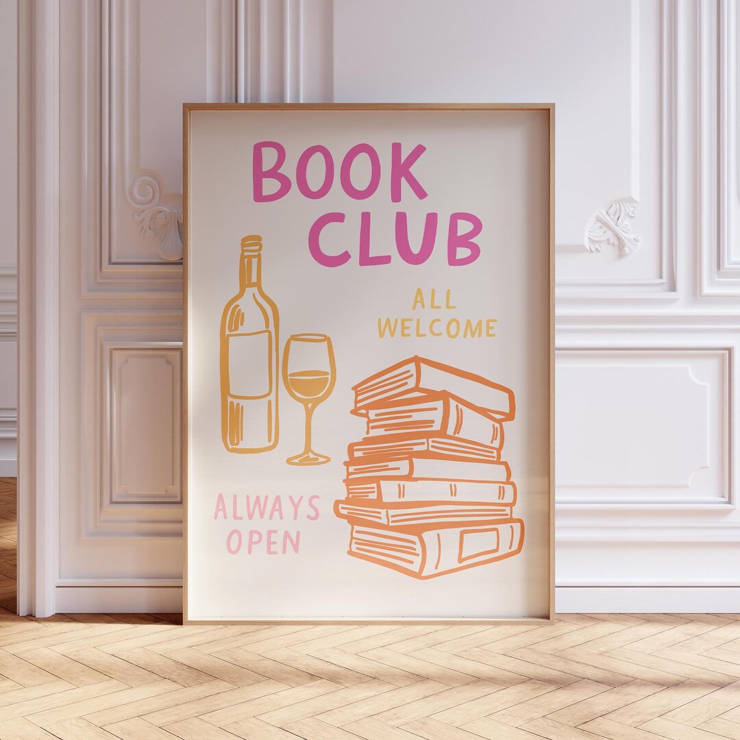 Book Club Poster, Colourful Bookshelf Decor, Instant Download, Bookish ...